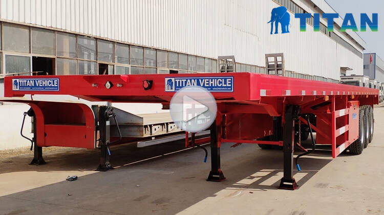 Multi types of flatbed trailers. Tri axle trailer, container tipper and ...