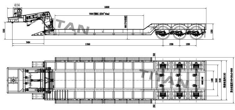 Remolque Lowboy de minería Tri Axle de 100 toneladas en venta