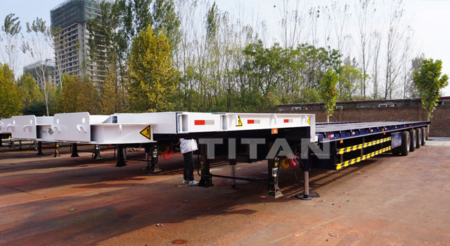 Extendable wind blade trailer for wind blades transport