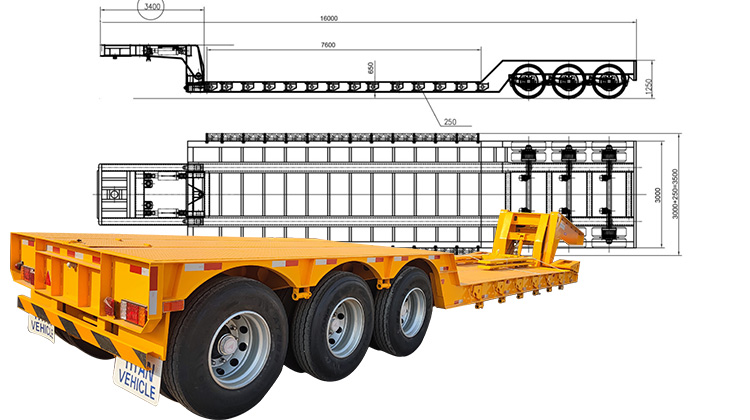 Remolque Lowboy RGN de 3 ejes y 80 toneladas | Remolque Lowboy ...