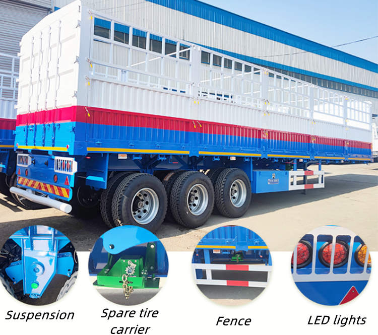 Semirremolque de vallas de 3 ejes | Remolque de carga de vallas para la venta en Mozambique Pemba