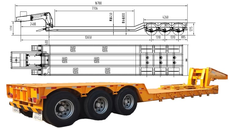 Camión de plataforma baja de 60 toneladas en venta en Uruguay | Semirremolque de plataforma baja
